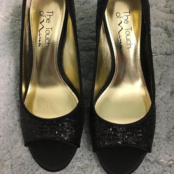 Nina | Shoes | Womens Black Peep Toe Evening Shoes Size 65m O | Poshmark